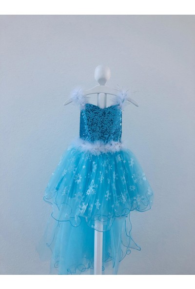 Toprak Kız Çocuk Arkası Uzun Elsa Kostüm Elbise Toprak Kız Çocuk Arkası Uzun Elsa Kostüm Elbise