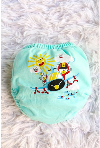 Poopes Erkek Bebek Mint Uçaklı Alıştırma Külodu