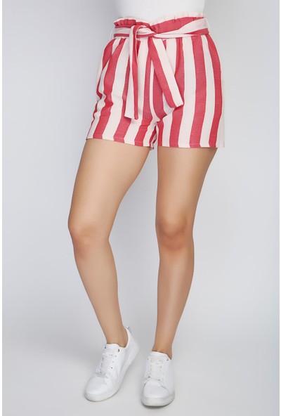 Rodi Kadın Geniş Çizgili Lastik Bel Şort RD21YB141411