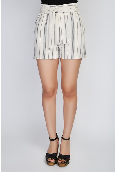 Rodi Kadın Çizgili Lastik Bel Şort RD21YB141455