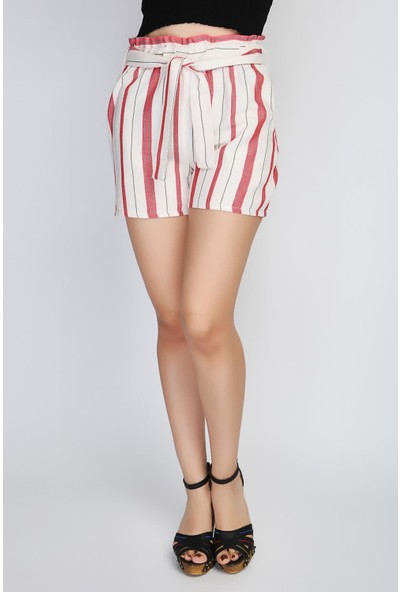 Rodi Kadın Çizgili Lastik Bel Şort RD21YB141455