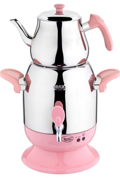 Özkent K-623 Marmaris Sade Elektrikli Semaver Çelik Çaycı Pembe Çaycı