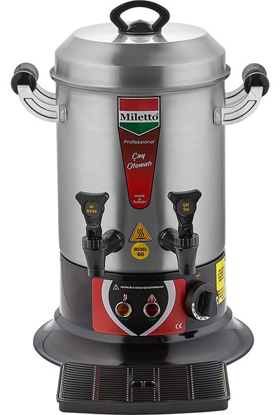 Miletto 60 Bardak Gizli Rezistans Profesyonel Sanayi Tipi Paslanmaz Çelik Çay Makinesi 7 Lt