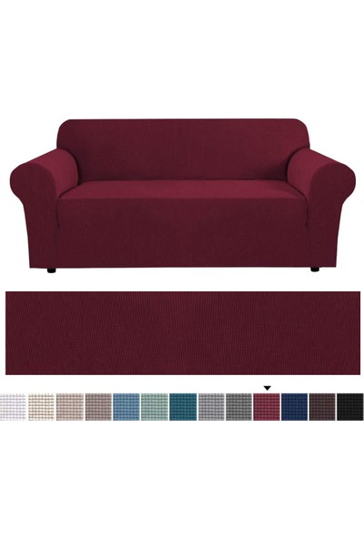 Bogda Bal Peteği Desen Streç Lastıklı Esnek Koltuk Kanepe Kılıfı 3 Kişilik Bordo Bogda Bal Peteği Desen Streç Lastıklı Esnek Koltuk Kanepe Kılıfı 3 Kişilik Bordo