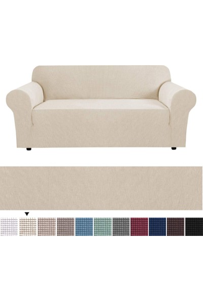 Bogda Bal Peteği Desen Streç Lastıklı Esnek Koltuk Kanepe Kılıfı 3 Kişilik Krem Bogda Bal Peteği Desen Streç Lastıklı Esnek Koltuk Kanepe Kılıfı 3 Kişilik Krem