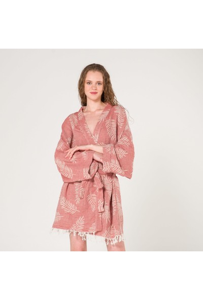 Miespiga Yaprak Desenli Kadın Peştemal Kimono