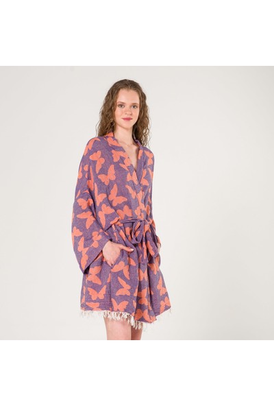 Miespiga Kelebek Desenli Kadın Peştemal Kimono