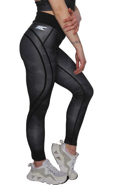 Muscle Cloth Musclecloth Dora Kamuflaj Spor Tayt Siyah