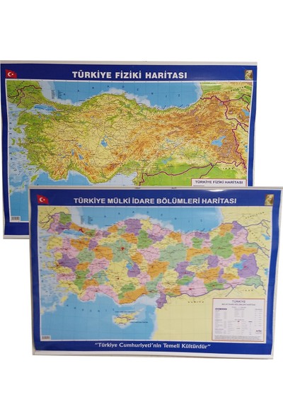 Artı Türkiye Haritası Çift Taraflı Fiziki ve Siyasi 70X100 2 Adet