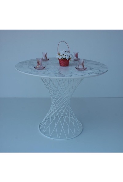 Erezoğulları Mobilya Beyaz Mermer Desen Yuvarlak Balkon Mutfak Masası 90CM Erezoğulları Mobilya Beyaz Mermer Desen Yuvarlak Balkon Mutfak Masası 90CM