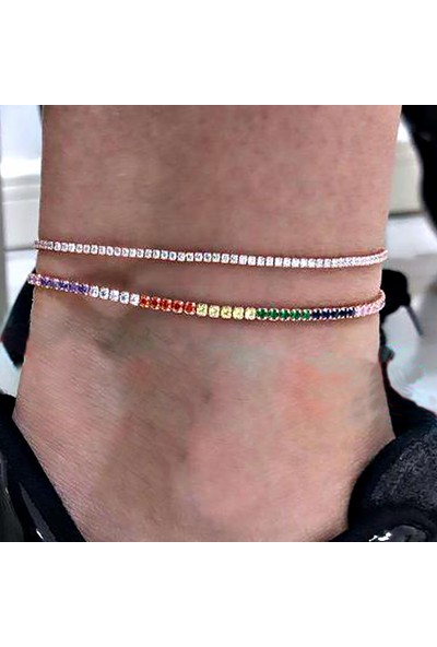 Chavin 2 Sıra Komple Taşlı Kadın Halhal EM29