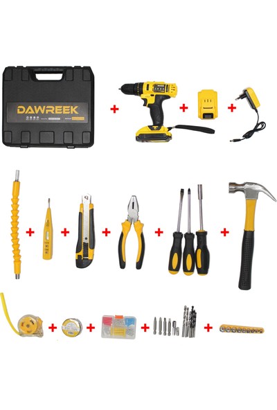 Dawreek With Hummer Function 24V 5AH Darbeli 37 Parça Çekiçli Full Setli Şarjlı Matkap-Vidalama Dawreek With Hummer Function 24V 5AH Darbeli 37 Parça Çekiçli Full Setli Şarjlı Matkap-Vidalama