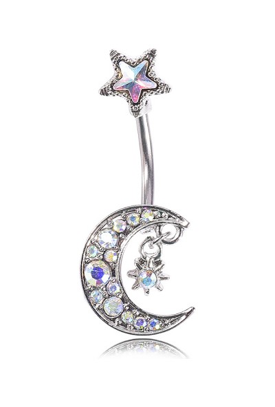Chavin Taşlı Rose Ay ve Yıldız Çelik Göbek Piercing EN47BY Chavin Taşlı Rose Ay ve Yıldız Çelik Göbek Piercing EN47BY