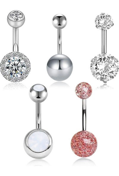 Chavin 5 Adet Taşlı Cerrahi Çelik Göbek Piercing EN54BY Chavin 5 Adet Taşlı Cerrahi Çelik Göbek Piercing EN54BY