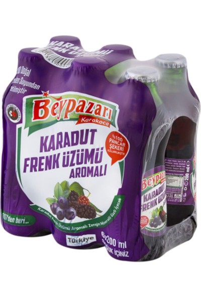 Beypazarı Karadut Frenk Üzümü Aromalı Maden Suyu 6'lı 200 ml