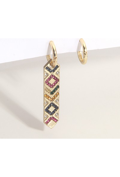 Chavin Renkli Taşlı Monaco Ayarlı Kadın Kolye Küpe Set EK47