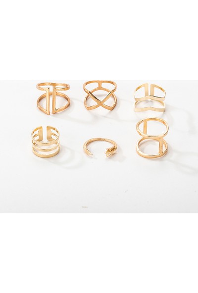 Chavin 6 Lı Çoklu Taşlı Kadın Eklem Yüzüğü EM49