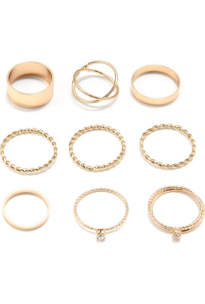 Chavin 9 Lu Çoklu Taşlı Kadın Eklem Yüzüğü EM55 Chavin 9 Lu Çoklu Taşlı Kadın Eklem Yüzüğü EM55