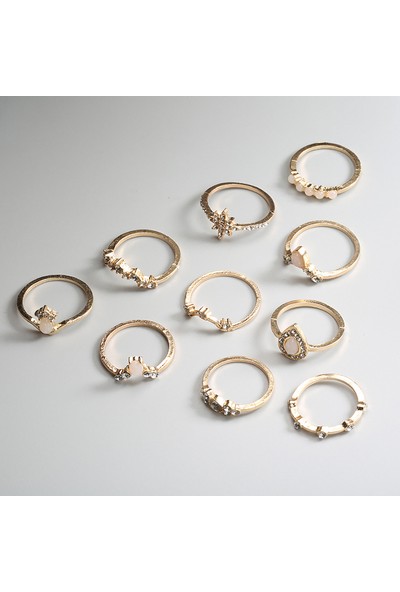 Chavin 10 Lu Çoklu Taşlı Kadın Eklem Yüzüğü EM62