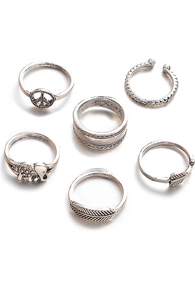 Chavin 6 lı Çoklu Taşlı Eklem Yüzüğü Bayan Yüzük em65