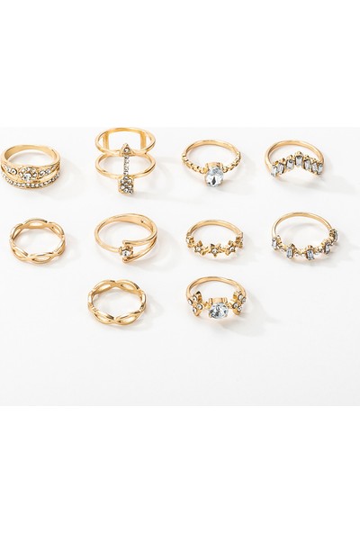 Chavin 10 Lu Çoklu Taşlı Kadın Eklem Yüzüğü EM68