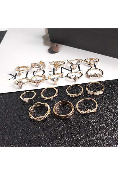 Chavin 17 Li Çoklu Taşlı Kadın Eklem Yüzüğü EM70