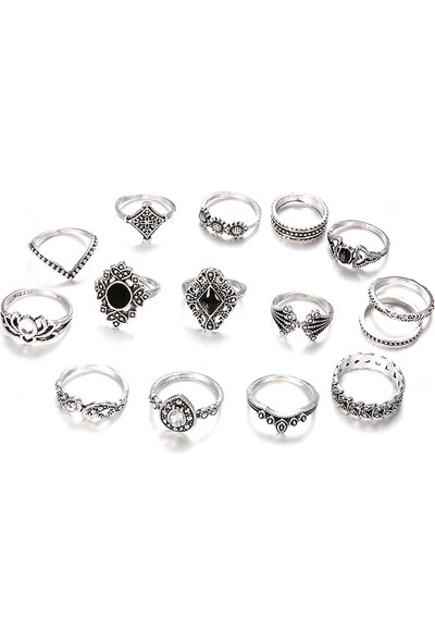 Chavin 15 Li Çoklu Taşlı Kadın Eklem Yüzüğü Seti EM71 Chavin 15 Li Çoklu Taşlı Kadın Eklem Yüzüğü Seti EM71