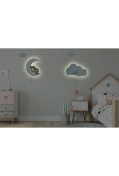 Tinytiger Store 2 Li Set Ay Üzerinde Uyuyan Fil,ışıklı Bulut Raf,çocuk Odası Dekoratif Aydınlatma Tinytiger Store 2 Li Set Ay Üzerinde Uyuyan Fil,ışıklı Bulut Raf,çocuk Odası Dekoratif Aydınlatma