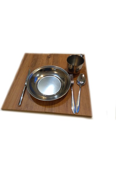 Bizedeyolla Kamp Yemek Tabağı Paslanmaz Çelik Paça 6'lı Paket