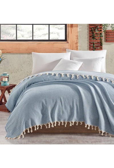 Şilay Çift Kişilik Pike Nokta Mavi Renk