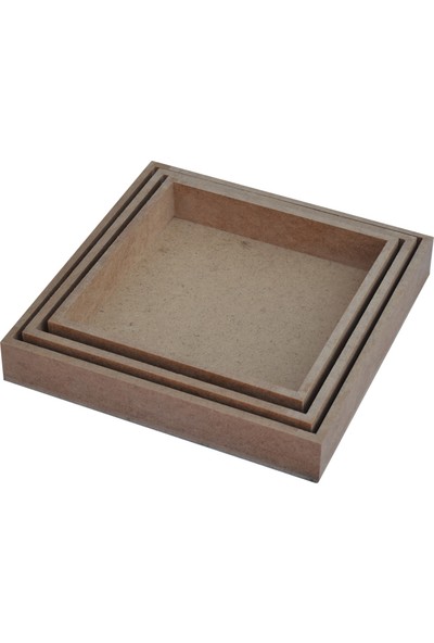 Buradadavar Hobi Ahşap Boyanabilir Kare 3'lü Derin Pano