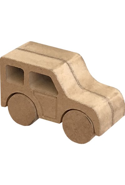 Buradadavar Hobi Ahşap Tekerlekli Boyanabilir Jip Oyuncak 8 x 5 x 3,5 cm