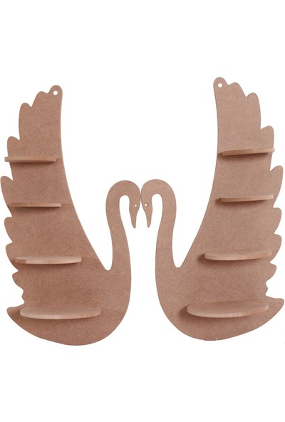 Buradadavar Hobi Ahşap Kuğu Raf 2'li Set 57,5 x 67 x 17 cm