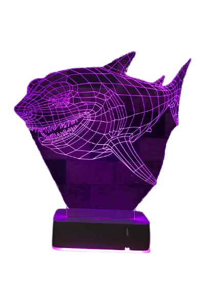 Modiwa Design Özel Tasarım Köpekbalığı 3D 16 Renk Dekoratif LED Lamba