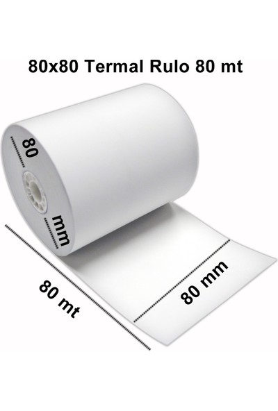 Rulo Merkezi Termal Adisyon Rulosu 80 mm x 80 mt 10'lu Rulo Merkezi Termal Adisyon Rulosu 80 mm x 80 mt 10'lu
