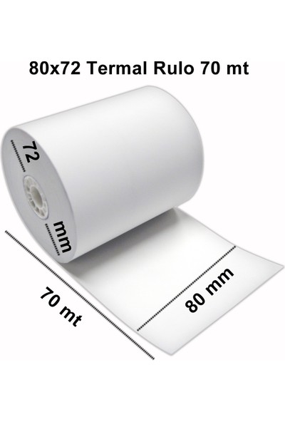 Rulo Merkezi Termal Adisyon Rulosu 80 mm x 70 mt 130'LU Rulo Merkezi Termal Adisyon Rulosu 80 mm x 70 mt 130'LU