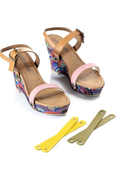 Galilee Kadın Dolgu Topuklu Sandalet Gökkuşağı Tabanlı Sarı Yeşil Açık Pembe (Değiştirilebilir Üst Kayışlı) Galilee Kadın Dolgu Topuklu Sandalet Gökkuşağı Tabanlı Sarı Yeşil Açık Pembe (Değiştirilebilir Üst Kayışlı)