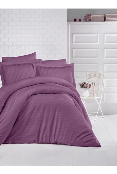 Miabella Home Battal Boy Çizgili Pamuk Saten Nevresim Takımı