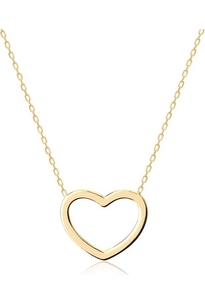Coşar Silver Kalp Desenli Altın Kaplama Gümüş Kalp Kolye