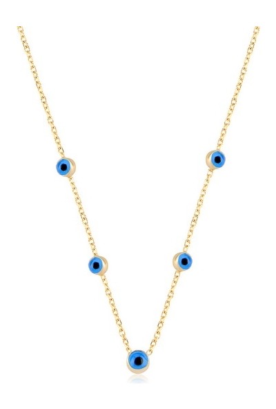 Coşar Silver Altın Kaplama Cam Taşlı Gümüş Göz Kolye