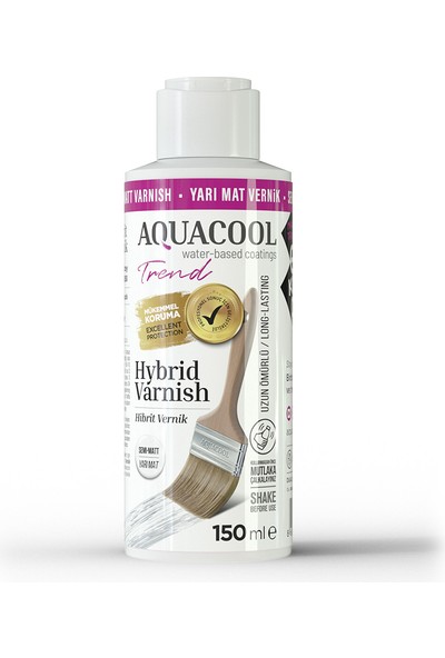 Aquacool Trend Hybrid Varnish Hobi Boyası Su Bazlı Hibrit Vernik 150 ml Yarı Mat Aquacool Trend Hybrid Varnish Hobi Boyası Su Bazlı Hibrit Vernik 150 ml Yarı Mat