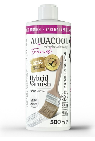 Aquacool Trend Hybrid Varnish Hobi Boyası Su Bazlı Hibrit Vernik 500 ml Yarı Mat Aquacool Trend Hybrid Varnish Hobi Boyası Su Bazlı Hibrit Vernik 500 ml Yarı Mat
