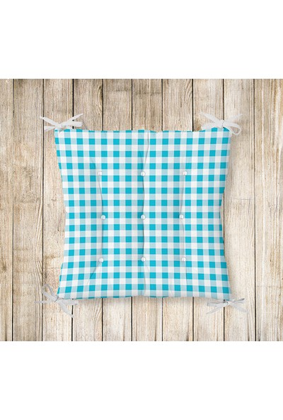 Decoars Mavi Pötikare Desenli Özel Tasarım Pofidik Sandalye Minderi Decoars Mavi Pötikare Desenli Özel Tasarım Pofidik Sandalye Minderi