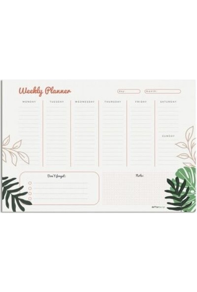Deffter Weekly Planer Tropic A4 Defter Deffter Weekly Planer Tropic A4 Defter