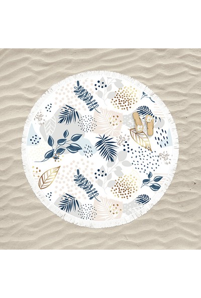 Decoars Yaprak Figürlü Özel Tasarım Yuvarlak Plaj Havlusu Decoars Yaprak Figürlü Özel Tasarım Yuvarlak Plaj Havlusu
