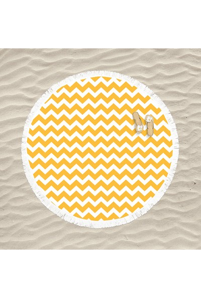 Decoars Zigzag Figürlü Özel Tasarım Yuvarlak Plaj Havlusu Decoars Zigzag Figürlü Özel Tasarım Yuvarlak Plaj Havlusu