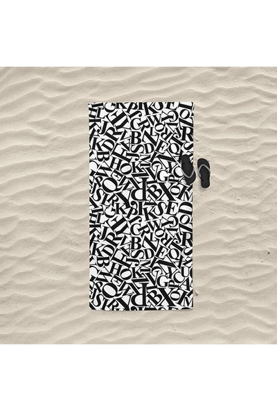 Decoars Siyah Figürlü Özel Tasarım Plaj Havlusu Decoars Siyah Figürlü Özel Tasarım Plaj Havlusu