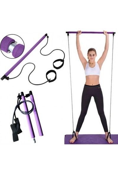 Avessa Gym Stick Egzersiz Çubuğu Sünger Kaplama Tutamaçlı Antrenman Pilates Çubuğu Mor
