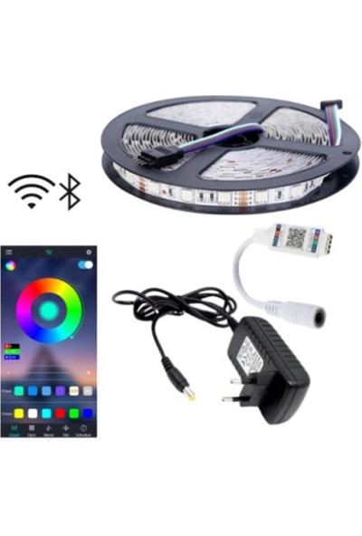 Rgb LED Bluetooth Özellikli - 5 Metre 5050 Smd Iç ve Dış Mekan 3 Çip Sese ve Müziğe Duyarlı Rgb Şerit LED Tak Çalıştır Set Rgb LED Bluetooth Özellikli - 5 Metre 5050 Smd Iç ve Dış Mekan 3 Çip Sese ve Müziğe Duyarlı Rgb Şerit LED Tak Çalıştır Set