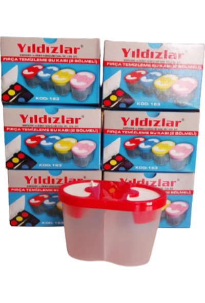 Yıldızlar Kırmızı Fırça Temizleme Su Kabı Iki Bölmeli Sulu Boya Su Kabı 1 Adet Yıldızlar Kırmızı Fırça Temizleme Su Kabı Iki Bölmeli Sulu Boya Su Kabı 1 Adet